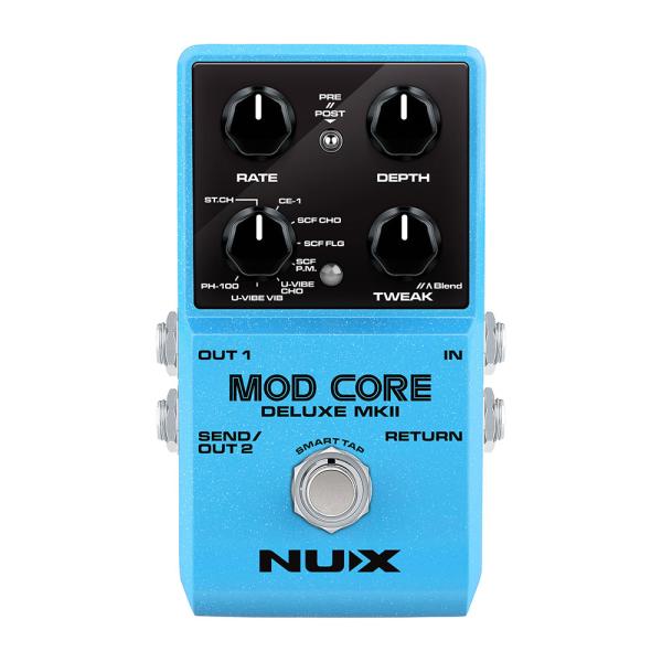 NUX ニューエックス Mod Core Deluxe MKII モジュレーション ギターエフェクター  8種類のモジュレーションを搭載。センド/リターン端子を備え、多彩なシグナルルーティングが可能です。 RATEをフットスイッチのタップで...