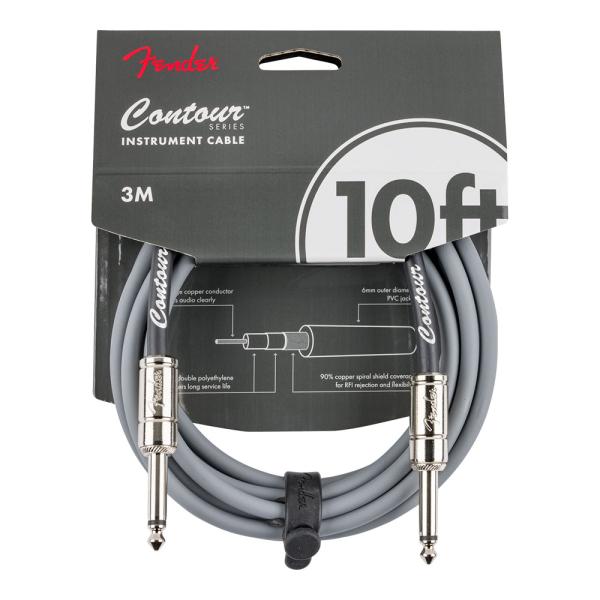 Fender フェンダー Contour 10ft（約3m） Cable Inca Silver ギターケーブル  Fender Contourシリーズの楽器用ケーブルは、スパイラルシールディングと耐久性の高いニッケルメッキのコネクターを特...