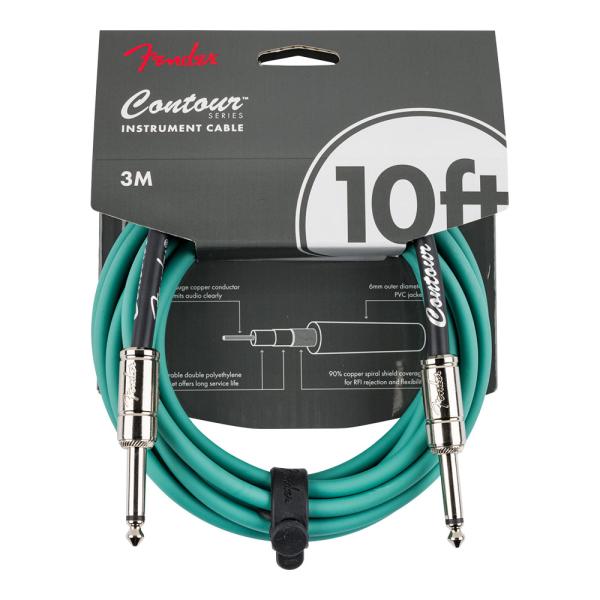 Fender フェンダー Contour 10ft（約3m） Cable Sherwood Green ギターケーブル  Fender Contourシリーズの楽器用ケーブルは、スパイラルシールディングと耐久性の高いニッケルメッキのコネクタ...