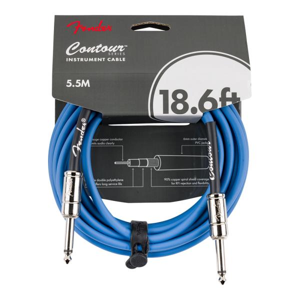 Fender フェンダー Contour 18.6ft（約6m） Cable Lake Placid Blue ギターケーブル  Fender Contourシリーズの楽器用ケーブルは、スパイラルシールディングと耐久性の高いニッケルメッキの...
