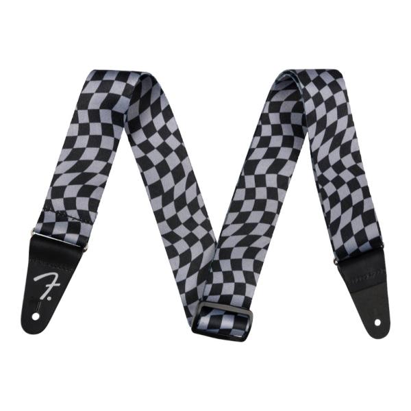 Fender フェンダー Wavy Checkerboard Polyester Strap Gray ギターストラップ  ユニークな波模様のチェッカーボードをあしらった、滑らかなポリエステル製のストラップです。長時間快適に使用できるよう、...