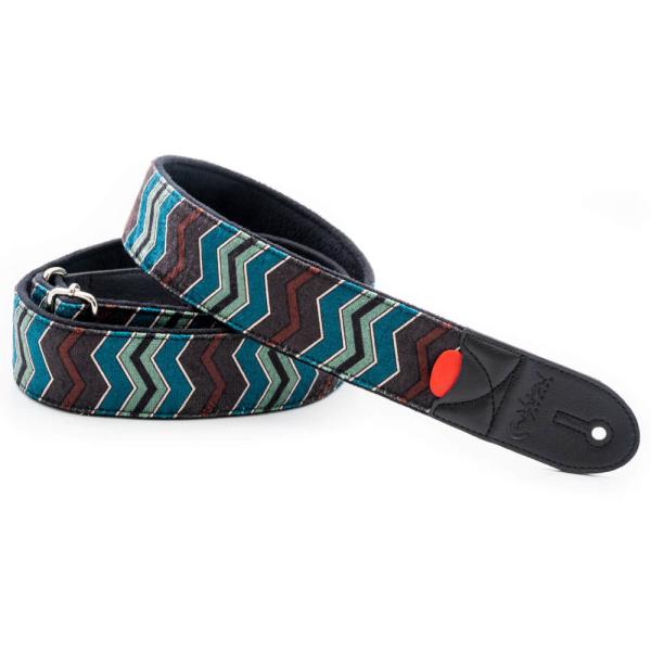 Righton! STRAPS ライトオンストラップ ZIGGY Blue ギターストラップ  ZIGGYは、デヴィッド・ボウイの稲妻モチーフとロックンロールのエネルギッシュなジグザグをイメージしたマルチカラーのギターストラップです。 鮮や...
