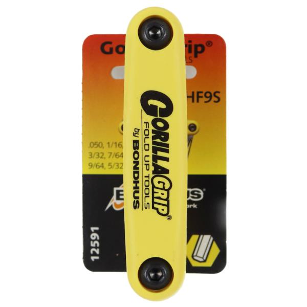 BONDHUS ボンダス HF9S 12591 GorillaGrip Fold Ups ゴリラグリップ ナイフ型ツール 6角レンチ インチ  180度回転グリップ 障害物のそばでもレンチをボルトから抜かずに連続作業が可能。  90度固定グ...