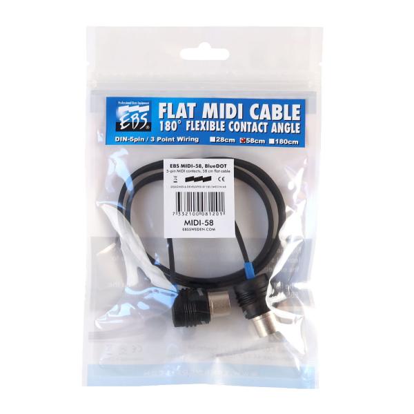 EBS MIDI-58 MIDI フラットケーブル  フラット・パッチケーブルやフラット・DC ケーブルで好評を得ている EBS のフラットケーブル・シリーズ。プログラマブルな機器のコントロールに必要な MIDI ケーブルも新たに ラインナ...