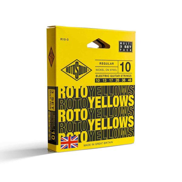 【3セットパック】 ROTOSOUND ロトサウンド Roto Yellows 3Set R10-3 10-46 エレキギター弦  ロトサウンドのベストセラー・エレクトリックギター弦です。シルキーなニッケルの巻線とパワフルなスチールコアの組...