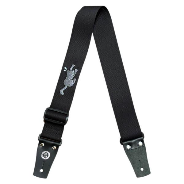 Grande uomo グランデウオモ TENDER STRAP TS-2 AC ずり落ちキャット Black ギターストラップ  ねこがストラップからずり落ちちゃう！面白くて可愛い刺繍入りのストラップです。  本体に柔らかくて肩への馴染み...