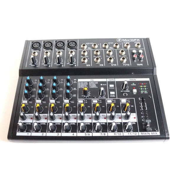 【中古】 MACKIE MIX12FX 12チャンネル エフェクト内蔵 コンパクト ミキサー  MACKIE MIX12FX の中古品です。  使用感のあるコンディションです。 商品内容：本体・電源アダプター  全体的に使用感のあるコンディ...