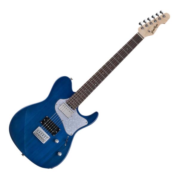 GrassRoots G-THROBBER-DX See Thru Blue エレキギター。  【SPEC】 BODY：Tamo Ash NECK：Hard Maple FINGERBOARD：Rosewood, 22Frets SCALE...