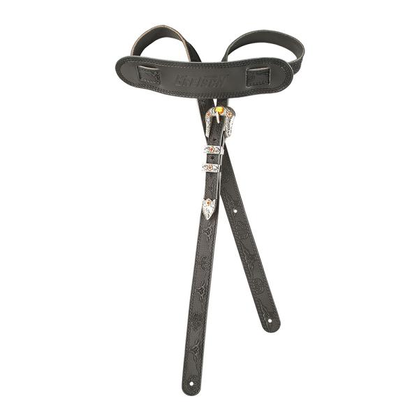 GRETSCH グレッチ Vintage Tooled Leather Guitar Strap Black ギターストラップ  「That Great Gretsch Sound!」のヴァイブスを体感できる、\“オールドスクール\”なヴィ...