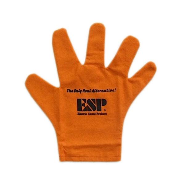 ESP CL-8G/ORANGE GLOVES CLOTH 手袋タイプギタークロス です。塗装面を傷つけることなく短時間で汚れ等を拭き取り美しさを維持するのに最適なクロスです。カラー　オレンジ