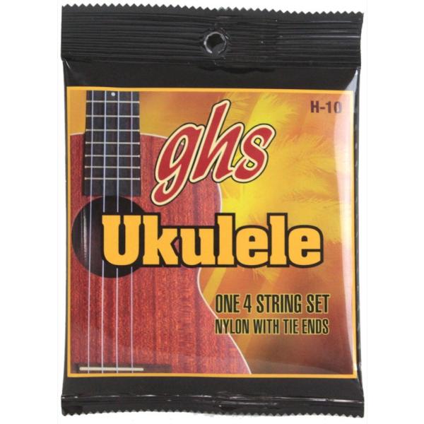 GHS H-10/Hawaiian Ukulele Black Nylon ウクレレ弦 です。ソプラノ、コンサート用ブラックナイロンウクレレ弦です。1st-A：.025　Black Nylon2nd-E：.032　Black Nylon3r...