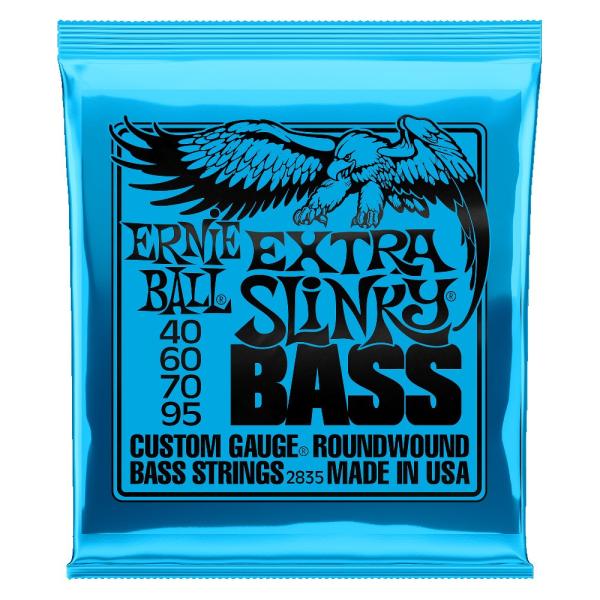 アーニーボール 2835/EXTRA SLINKY BASS ベース弦 です。ニッケル・メッキ・スティール・ワイヤーの巻線をスズ・メッキしたヘックス・スティール・コアの芯線にワウンドした、人気の高いニッケル・ワウンドのベース弦です。ハイから...