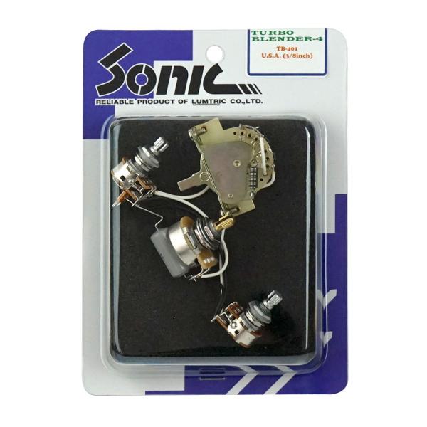 ※ギターパーツの取り扱いには、相応の技術と知識が必要になります。自己責任にて、取り扱い可能な方のみ、ご検討下さい。ソニック TB-401 TURBO BLENDER 4 ストラトサーキット インチ です。"ターボ・ブレンダー"は、3シングル...