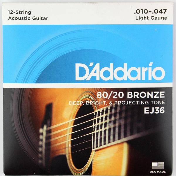 D'Addario（ダダリオ） EJ36 Bronze Light 12-string 12弦用アコースティックギター弦 です。明るく歯切れのよいサウンドによって、多くのプロミュージシャン達にステージやスタジオを問わず使用されています。Li...