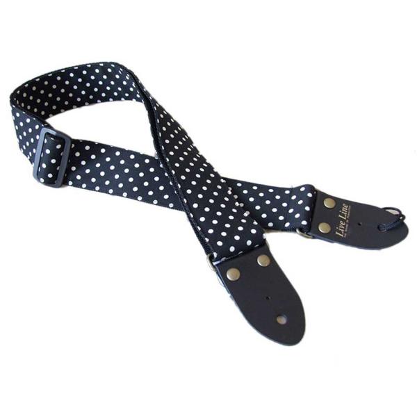 ライブライン ギターストラップ LS2000WBB 水玉柄 ブラック 黒 LIVE LINE。ウォーターボール(水玉)/ブラック長さ 最大：約138cm　幅約5cm