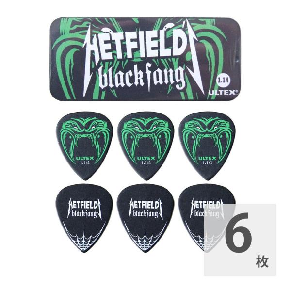 ギターピック 6枚 セット ジムダンロップ 1.14mm HETFIELD BLACK FANG tin ピックケース付き JIM DUNLOP ジムダン。Metallica（メタリカ）ヴォーカル＆ギター James Hetfield（ジェ...