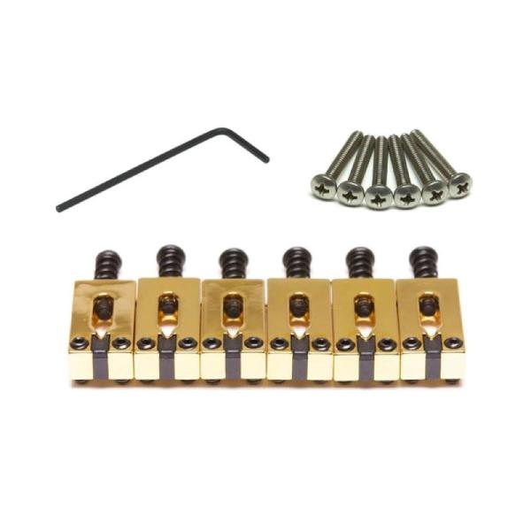 グラフテック ギターパーツ サドル PG-8000-0G STRING SAVER CLASSICS FOR STRAT ＆ TELE 2 1/16\” SPACING GOLD ブリッジサドル GRAPH TECH。ギターパーツの取り扱い...