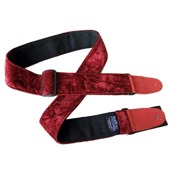 RENEGADE VEL-RD Crushed Velvet Series ギターストラップ 赤 表側はベルベット素材で、裏側は強度に優れたブラックのポリ繊維のストラップです。標準的な50mm幅で、長さの調節はスライドアジャスターです。エン...