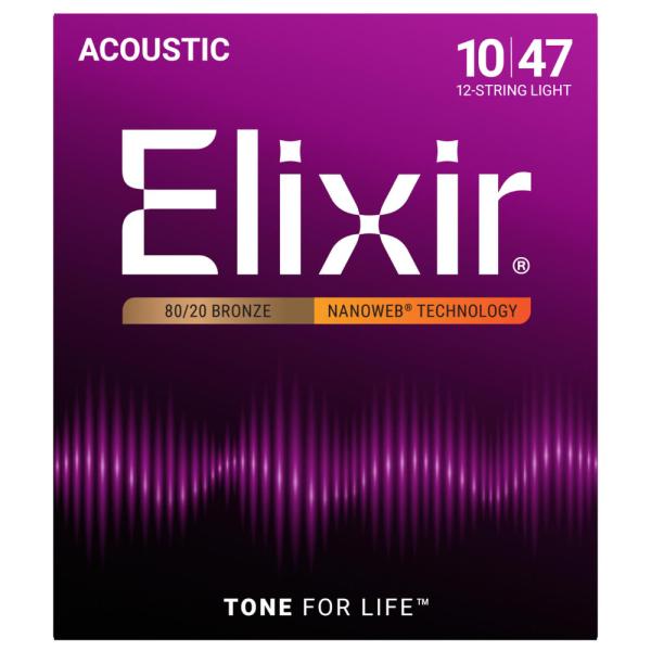 ELIXIR（エリクサー）11152 ACOUSTIC NANOWEB Light 10-47 12弦アコースティックギター弦 です。極薄ポリマーコーティングで生き生きとしたサウンドと驚異的なロングライフを両立したアコースティックギター弦。...