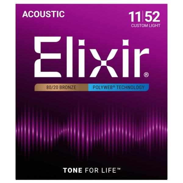 ELIXIR（エリクサー）11025 ACOUSTIC POLYWEB Custom Light 11-52 アコースティックギター弦 です。ポリウェブコーティングとは？上品でバランスの良い落ち着いたサウンドを長時間堪能することできます。ウ...
