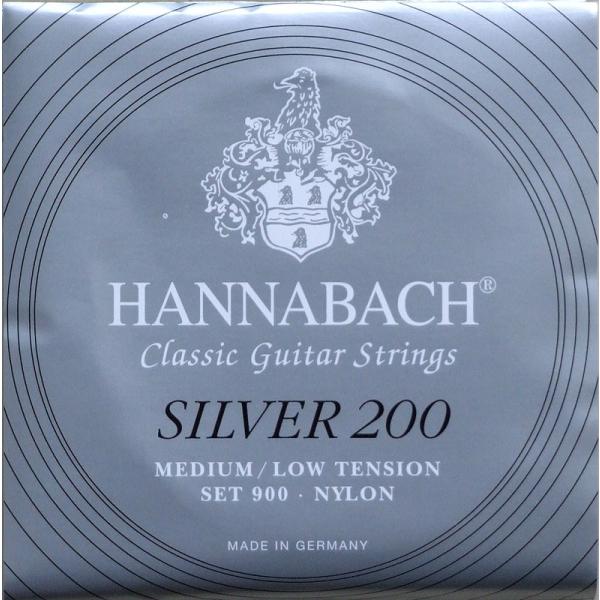 ハナバッハ クラシックギター弦 1セット HANNABACH Silver 200 MEDIUM/LOW TENSION シルバー200。クラス最高の素材にこだわったプロ仕様。ミディアムローテンション1弦から6弦までのセットです。