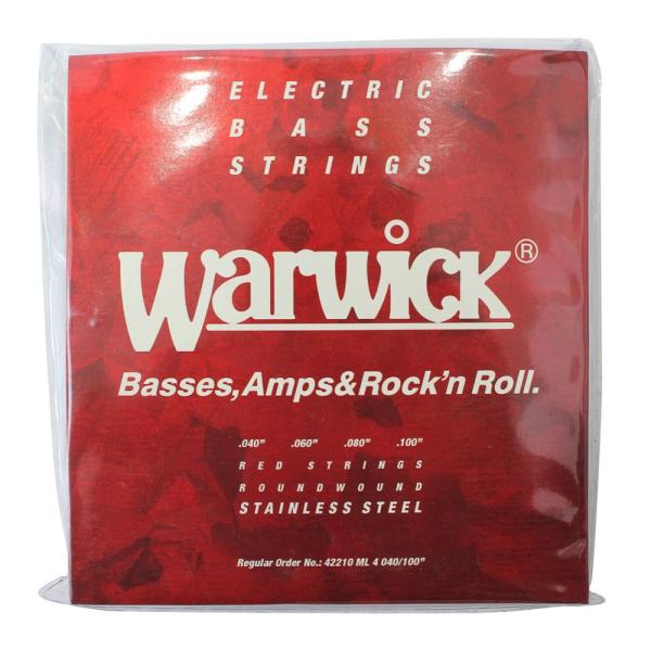 ワーウィック WARWICK 42210 ML 4 040/100 RED stainless steel 4-string Set ベース弦 ワーウィック ステンレススチールのベース弦です。ミディアムライトゲージ　040、060、080、100