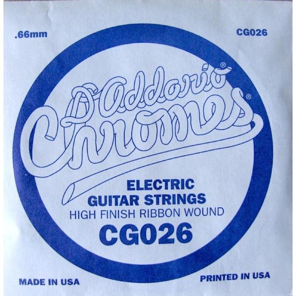 D'Addario CG026 Chromes Flat Wound バラ弦フラットワウンド エレキギター弦「CG026」。1本での販売です。
