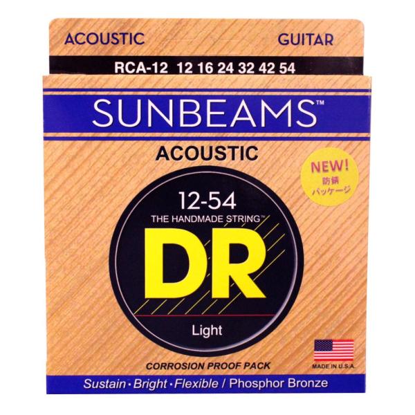 DR SUNBEAM DR-RCA12 Medium アコースティックギター弦ラウンドコア/フォスファーブロンズSUNBEAMは、ラウンドコア（丸い芯材）に手作業で巻弦を巻いたもので、曲線を描くようにトーンが減衰していくという印象のある他の...