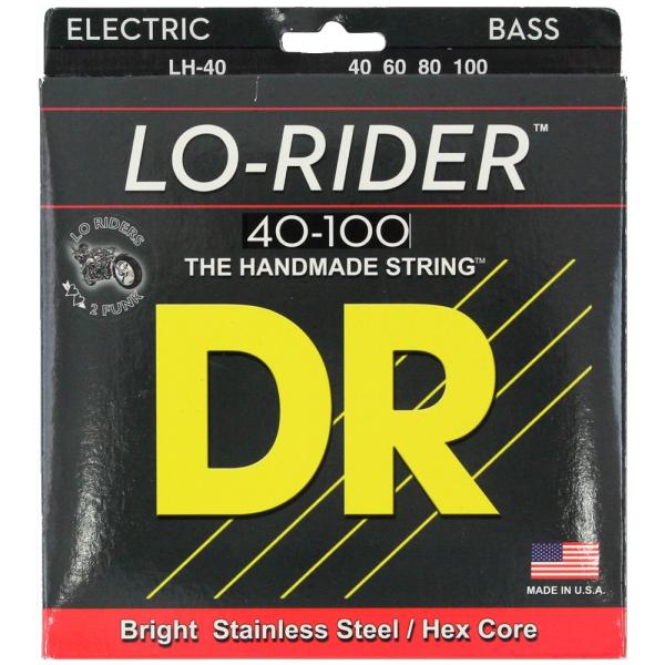 DR LO-RIDER DR-LH40 Lite エレキベース弦ヘックスコア/ステンレススティール「LO-RIDER」は、ヘックスコア（六角形の芯材）を使用したラウンドワウンド弦で、深みのあるトーンと、「HI-BEAM」より少し張りのある感...
