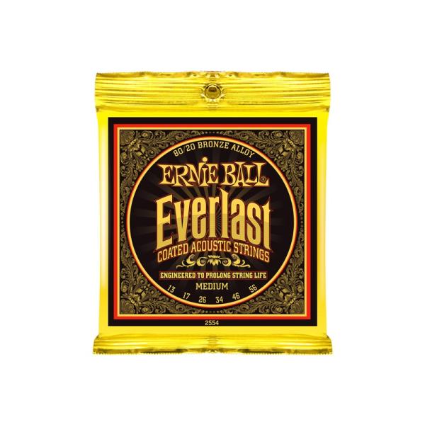 ERNIE BALL 2554 Everlast Coated 80/20 BRONZE ALLOY MEDIUM アコースティックギター弦EVERLAST(エヴァーラスト)は、アーニーボールが独自に開発したナノ・テクノロジーを採用したコー...