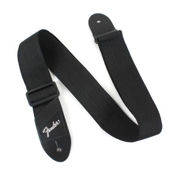 Fender Economy Strap SILVER 2" Black Polyester Logo Straps ギターストラップフェンダーロゴをシンプルにあしらったナイロン生地のストラップ。幅2インチ（約5cm）カラー　ブラック/シル...