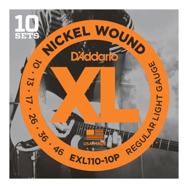 D'Addario EXL110-10P 10セットパック エレキギター弦XL Nickel Multi-PacksD'Addarioマルチパック・シリーズは、10セット入りのパック弦です。それぞれのセット弦は個別に特殊ポリマーパックで密閉...