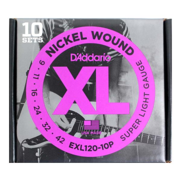 D'Addario EXL120-10P 10セットパック エレキギター弦XL Nickel Multi-Packs