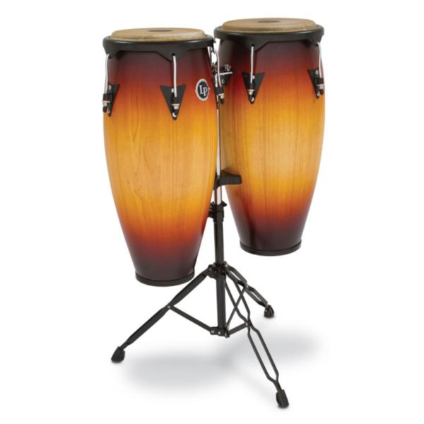 LP LP646NY-VSB 10\” ＆ 11\” CONGA SET コンガセット スタンド付き10インチ＆11インチの扱いやすいサイズをスタンド付きでセットアップしたシティーシリーズのコンガ。シャムオーク材を採用した本格的なウッドシェ...