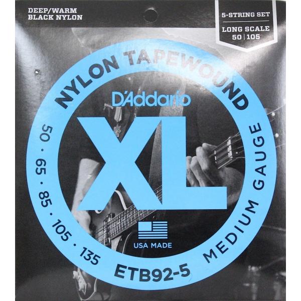 D'Addario ETB92-5 Black Nylon Tapewound 5弦エレキベース弦Black Nylon Tapewoundテーパーワウンド弦は通常フレッテッド/フレットレスベースの両方で使用され、伝統的なフラットワウンド弦...