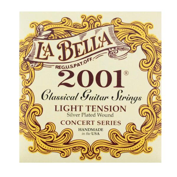 ラベラ 弦 1セット La Bella 2001 light Tension クラシックギター弦。La Bella社はギタリストからよりすぐれたレスポンス、クリアーでサスティンを備えた弦を求められ数年にわたるポリマー専門技術者との共同研究の...