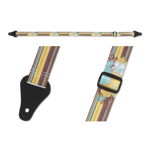 RENEGADE（レネゲード）UKU-HB STRIPE ウクレレストラップ 。※2種類の長さがございますが、長さのご指定は頂けませんのであらかじめご了承下さい。ハイビスカスなどのハワイアン・デザインをモチーフにした「DTWウクレレ・ストラ...