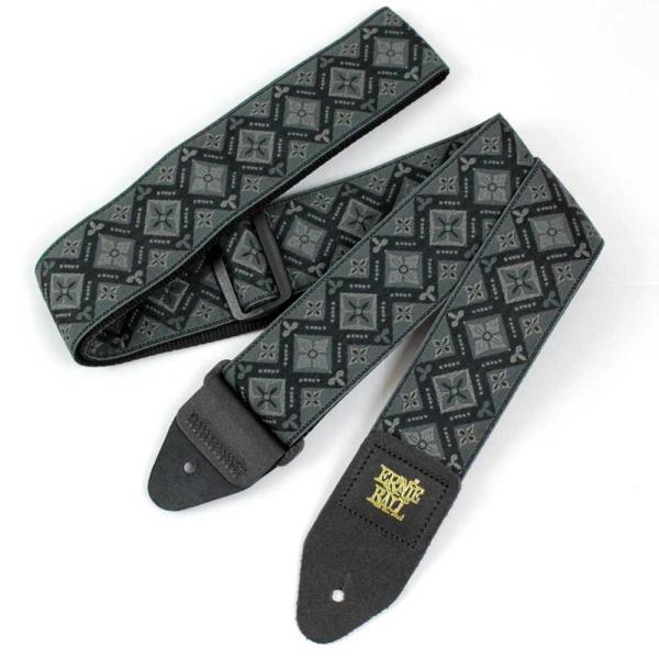 アーニーボール ギターストラップ ＃4093 Jacquard Straps Regal Black ERNIE BALL ギター用ストラップ。伸びにくく丈夫なポリプロピレンにジャカード織の生地を縫い合わせたストラップです。ジャカード織りな...