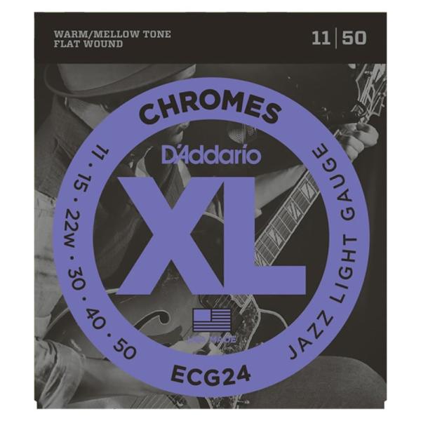 D'Addario ECG24 フラットワウンド エレキギター弦×5セットXL Chromes Flat Woundヘックスコア(6角芯線)の周りに、下地となるベースの巻弦を施し、その上にフラットなリボン形状の巻弦を巻きつけた特殊構造となっ...