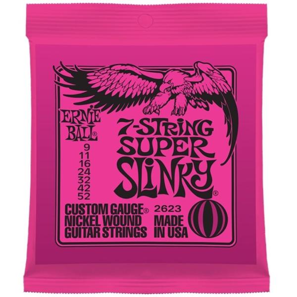ERNIE BALL 2623 7-String Super Slinky 7弦エレキギター用※6セットでの販売です。世界標準のギター弦と言っても過言ではない程、多くのギタリストに愛用されているスリンキー・シリーズは、スズ・メッキ・ヘックス...