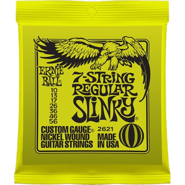 ERNIE BALL 2621 7-String Regular Slinky 7弦エレキギター弦※6セットでの販売です。世界標準のギター弦と言っても過言ではない程、多くのギタリストに愛用されているスリンキー・シリーズは、スズ・メッキ・ヘッ...