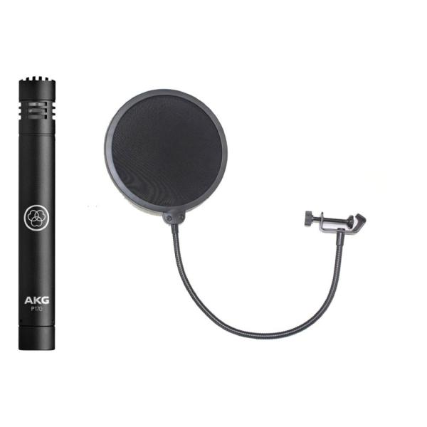 丸形二重フィルター構造のポップフィルターが付いたセットです。AKG(アカゲ) P170 Project Studio Line ペンシル型 コンデンサーマイクロフォン立ち上がりの鋭い音も忠実に再現するスティック型マイクロホン。・1/2インチ...