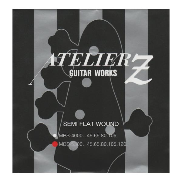 ATELIER Z MBS-5300TA SEMI FLAT BASS STRINGS 5弦エレキベース弦×2セット 。  青木智仁氏のアドバイスによるオールセミフラット仕様。ハーモニックスによるチューニングが正確にとれます。 ゲージ　04...