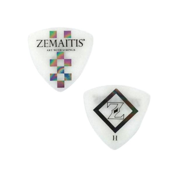 ギターピック 20枚 1.0mm トライアングル ZP-15 TR/H WH Polyacetal Guitar Picks ZEMAITIS。表面はゼマイティス・パールフロントのチェスをモティーフに、裏面はダイヤモンド・デザインを採用して...