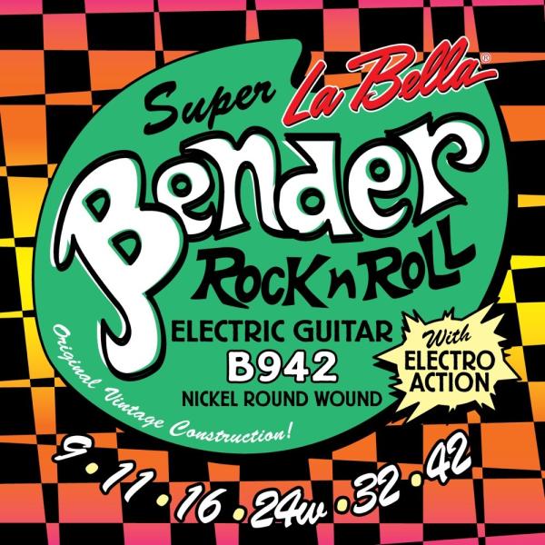 ラベラ 弦 3セット La Bella The Bender B942 SUPER LIGHT 09-42  エレキギター弦×3セット。1960年代から70年代に他のストリングスメーカーと共にギターメーカーに標準採用され、誰もが知る弦として...