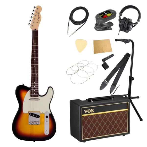 エレキギター 入門セット フェンダー Made in Japan Junior Collection Telecaster RW 3TS VOXアンプ付き 11点セット Fender ギター 初心者セット。※ギター本体、アンプ以外の小物類に...