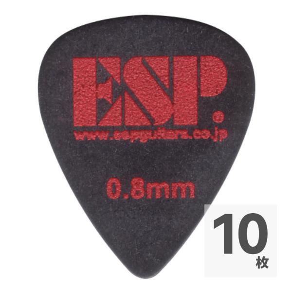 ESP イーエスピー PT-PS10 M Black ティアドロップ型 ピック×10枚。  材質：ポリアセタール 厚さ：0.8mm 形状：ティアドロップ  裏表同デザインです。印刷部分がサンドグリップ仕様になっていますので、指先から滑り落ち...