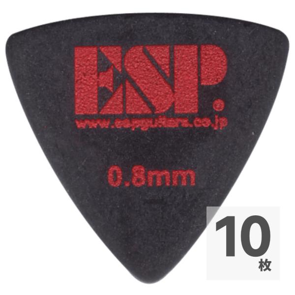 ESP イーエスピー PD-PS10 M Black トライアングル型 ピック×10枚。  材質：ポリアセタール 厚さ：0.8mm 形状：トライアングル  裏表同デザインです。印刷部分がサンドグリップ仕様になっていますので、指先から滑り落ち...