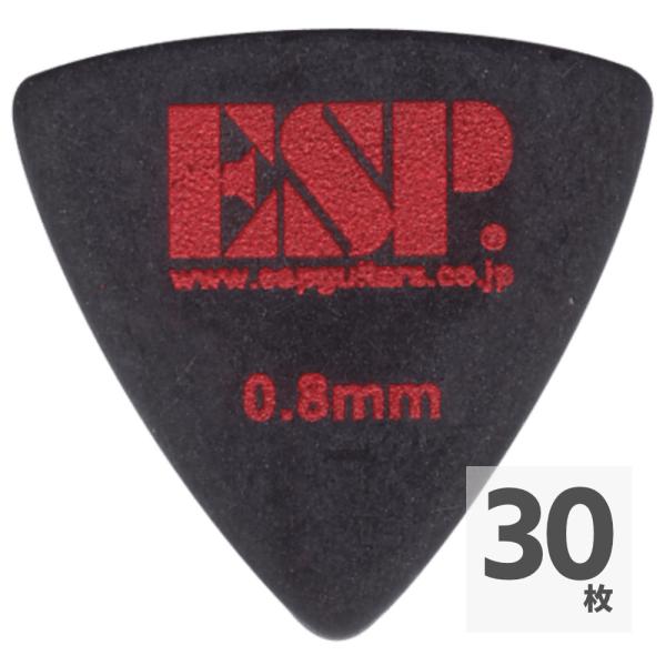 ESP イーエスピー PD-PS10 M Black トライアングル型 ピック×30枚。  材質：ポリアセタール 厚さ：0.8mm 形状：トライアングル  裏表同デザインです。印刷部分がサンドグリップ仕様になっていますので、指先から滑り落ち...