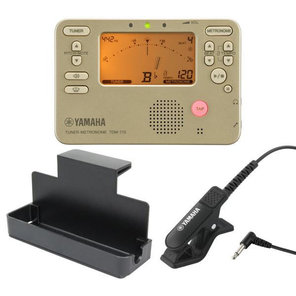 YAMAHA ヤマハ TDM-710GL ゴールド チューナーメトロノーム TM-40BK チューナーマイク 譜面台トレイラック 3点セット 吹奏楽 管楽器 弦楽器 ブラスバンド オーケストラ  YAMAHAのチューナーメトロノーム「TDM...